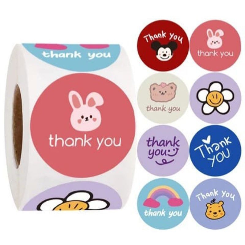 Jual Self Adhesive / Sticker Thankyou 1 Roll 500Pcs / Sticker Thank You ...