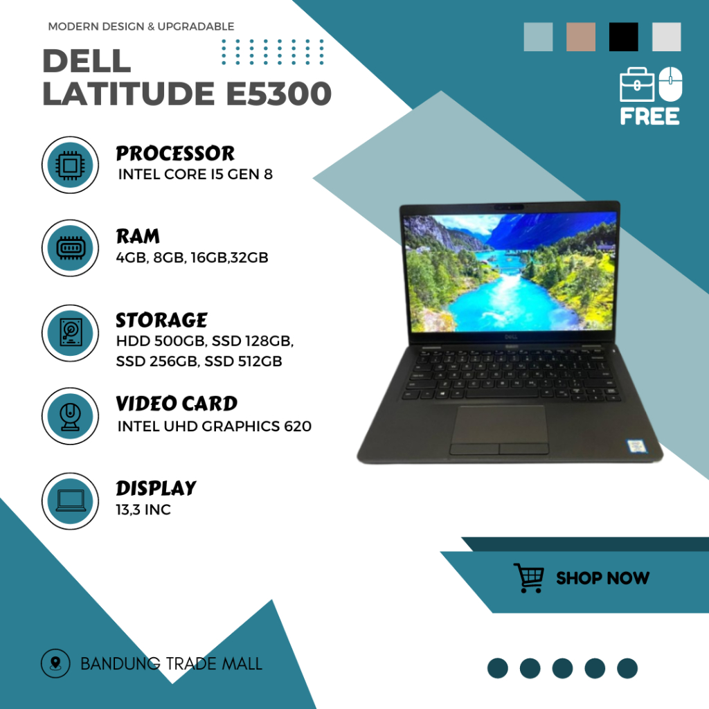 Jual Laptop DELL LATITUDE E5300 I5 GEN 8 RAM 32GB SSD 512GB | Shopee Indonesia