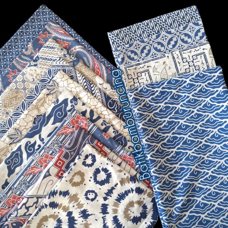Jual kain batik biru putih teteron rayon | 2 meter x 1 meter | bahan ...