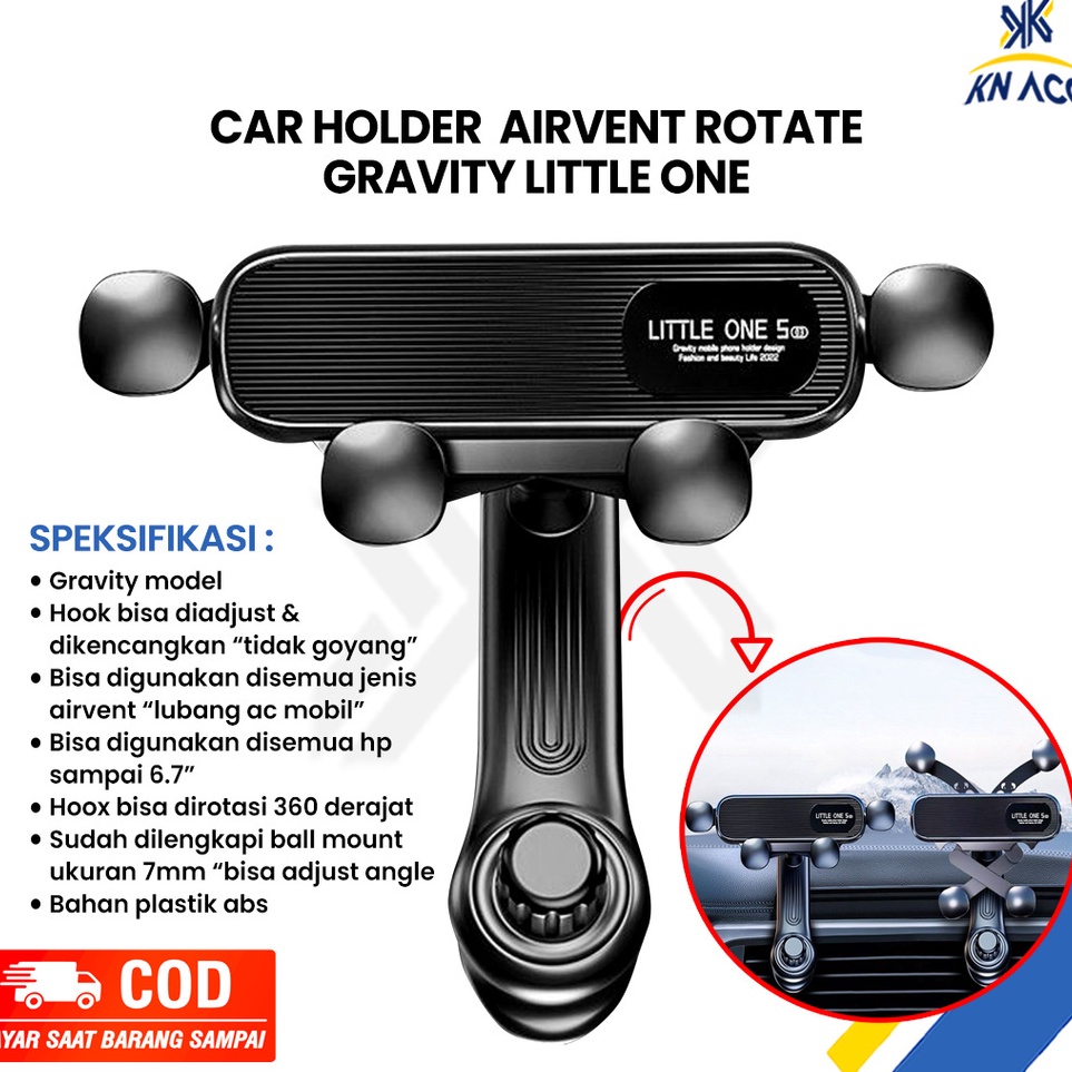 Jual KN ACC CAR HOLDER HP DI MOBIL AIRVENT GRAVITY WITH HOOK ROTATE 36 ...