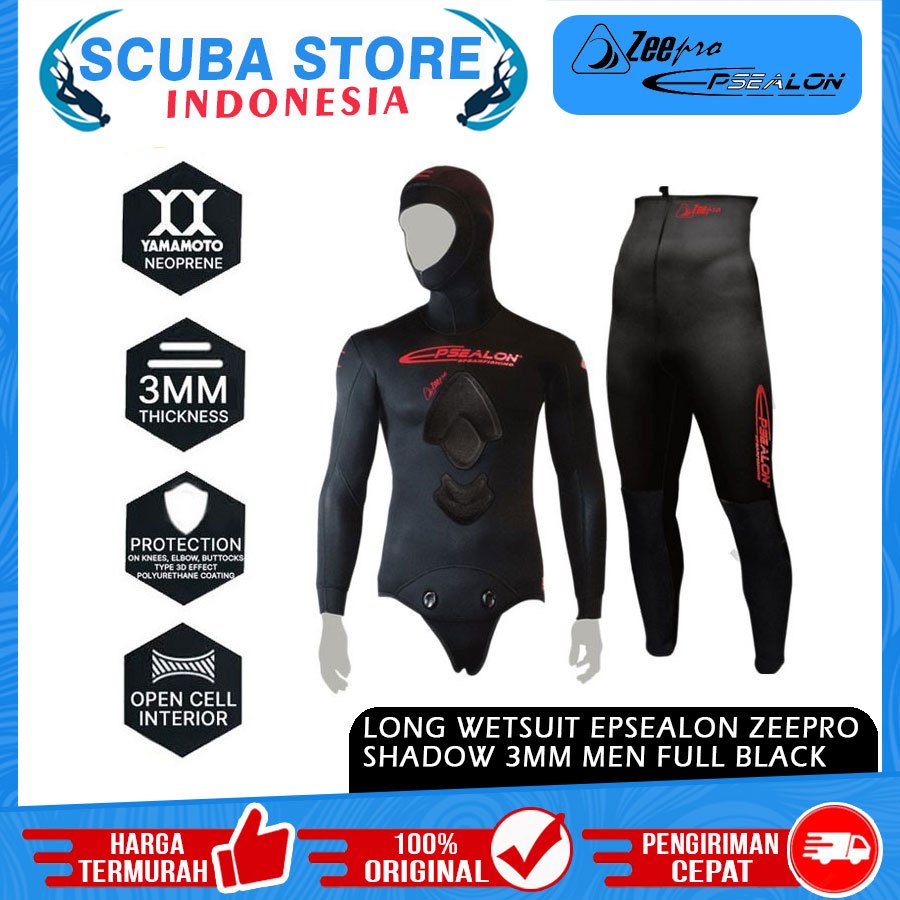 Jual Long Wetsuit Epsealon Zeepro Shadow Women Men 3mm Full Black ...