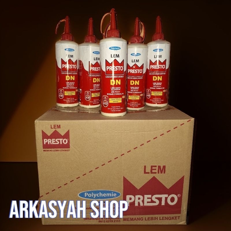 Jual LEM PRESTO ALIFATIK DN 600 GRAM 6 BOTOL(LEM KAYU LEM SUPER LENGKET ...