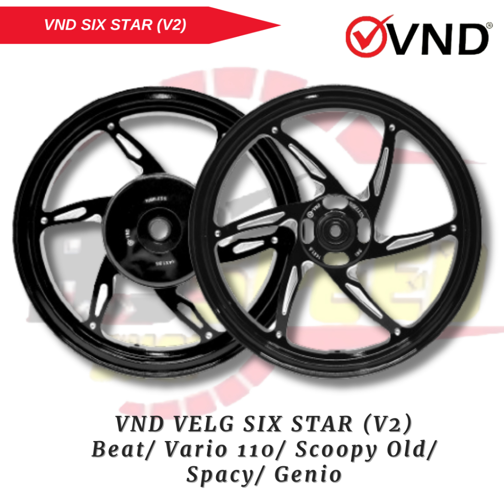 Jual VND Velg Racing Six Star V2 Beat/ Vario 110/ Scoopy Old/ Spacy/ Genio Ukuran 160/185 Ring ...