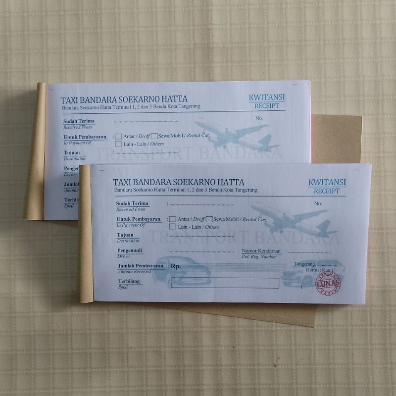 Jual kwitansi taxi bandara custom ukuran 1/3 | kwitansi taxi bandara ...