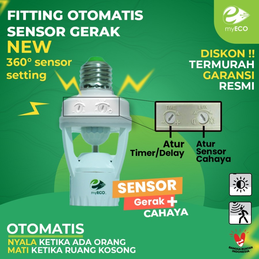 Jual Fitting Lampu E27 Sensor PIR Motion Gerak Cahaya light Timer Delay ...