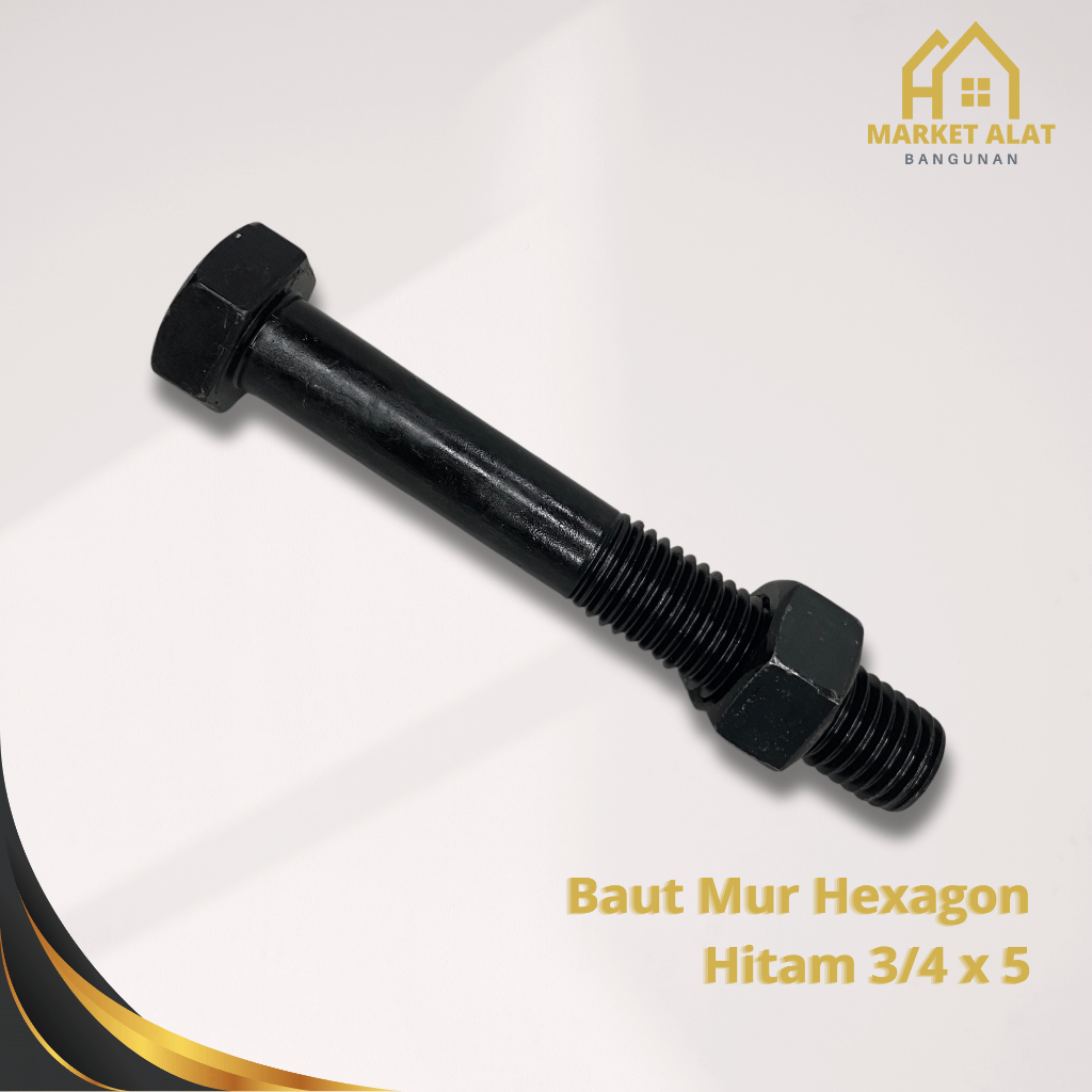 Jual Baut Mur Hitam 3/4” x 5” / Baut Kunci 30 Panjang 12 cm 125 mm Drat ...