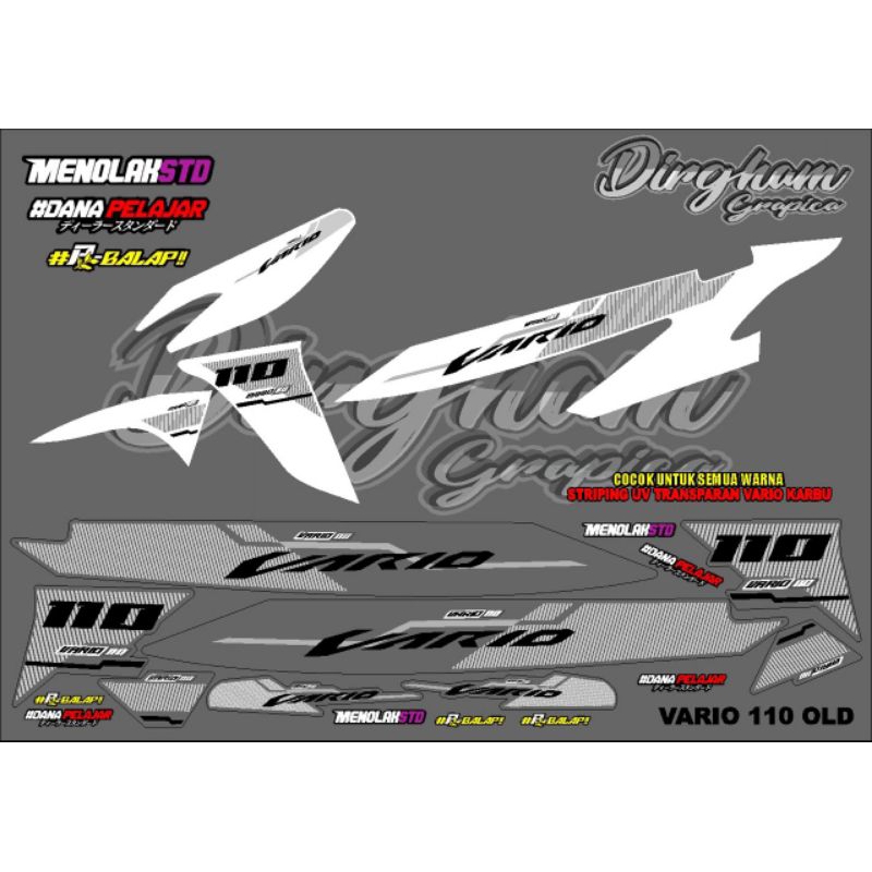 Jual Striping UV Transparan Vario 110 Old Vario Karbu Motif Malaysia | Shopee Indonesia