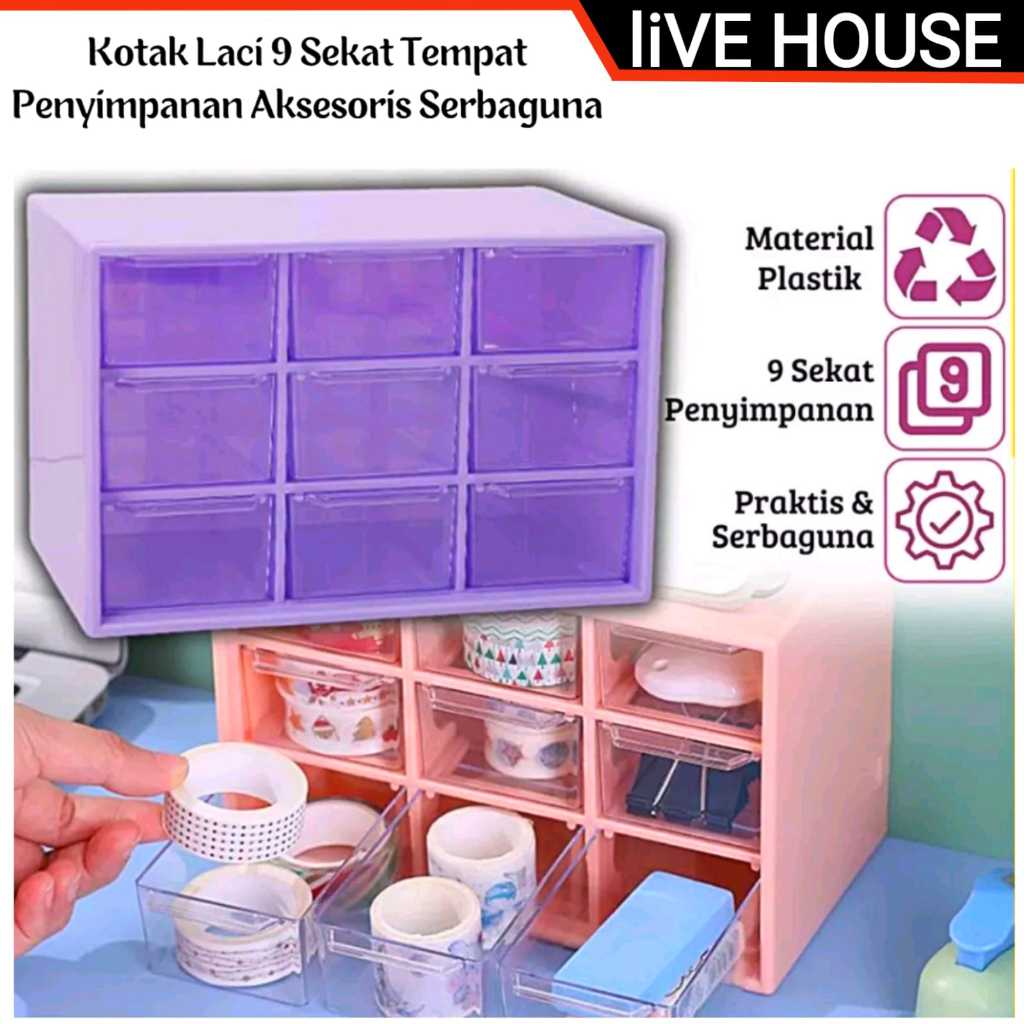 Jual Kotak Laci 9 Sekat Tempat Penyimpanan Perhiasan Aksesoris Kecil ...