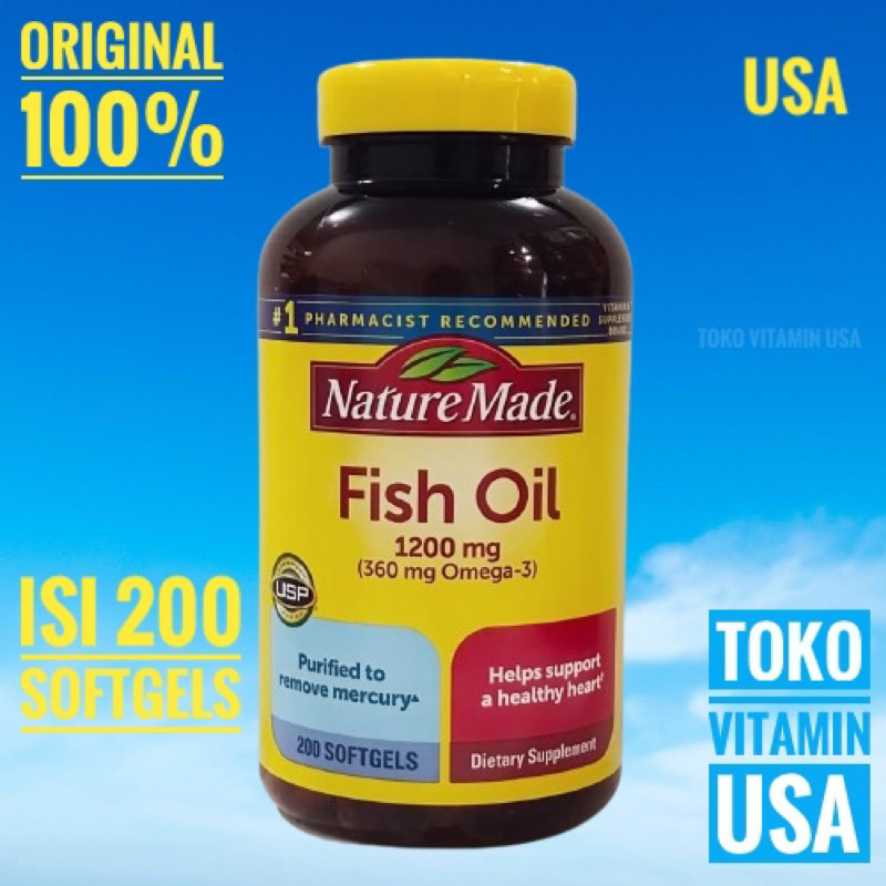 Jual Nature Made Fish Oil 1200 mg 200 Sofgel 360 mg Omega 3 | Shopee Indonesia