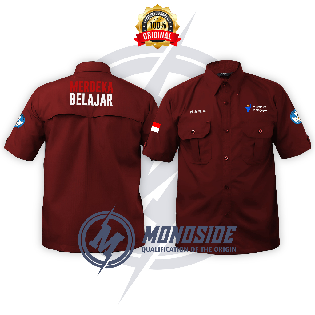 Jual KEMEJA PDL PDH LENGAN PENDEK MERDEKA BELAJAR FULL BORDIR FREE ...