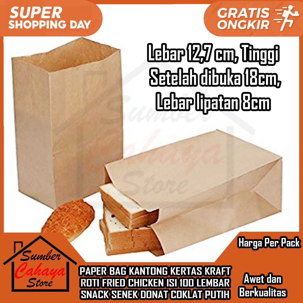 Jual Kertas Kantung Roti Fried Chicken Isi 100 Lembar Paper Bag Kantong ...