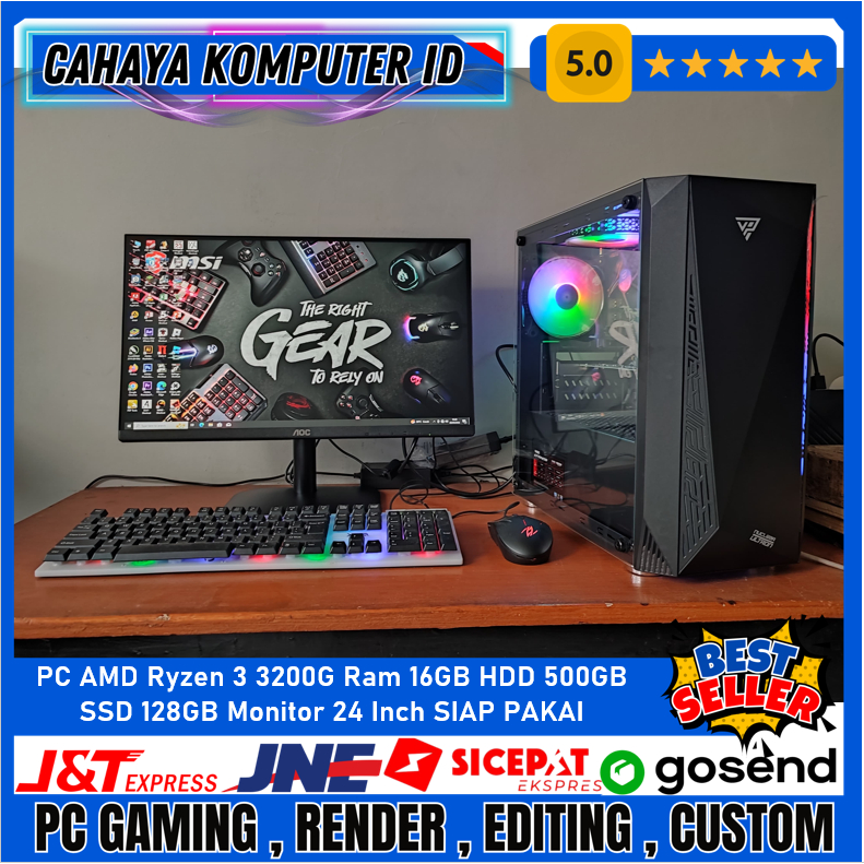 Jual PC Fulset AMD Ryzen 3 3200G Ram 16GB HDD 500GB SSD 256GB MOnitor ...