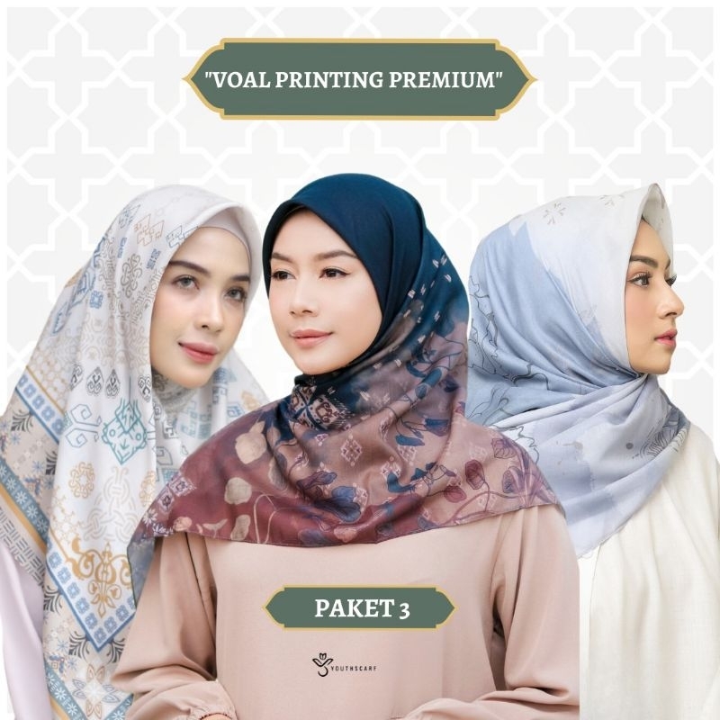 Jual Youthscarf - Paket Hijab Printing 180k / 3 pcs - Motif Voal ...