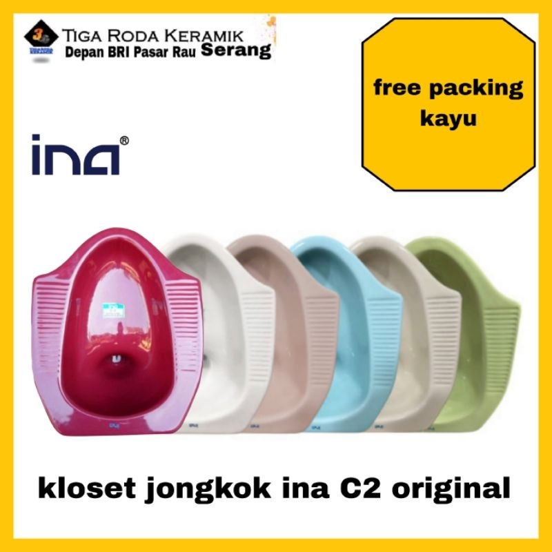 Jual kloset jongkok ina putih biru hijau maron pink(free packing kayu ...