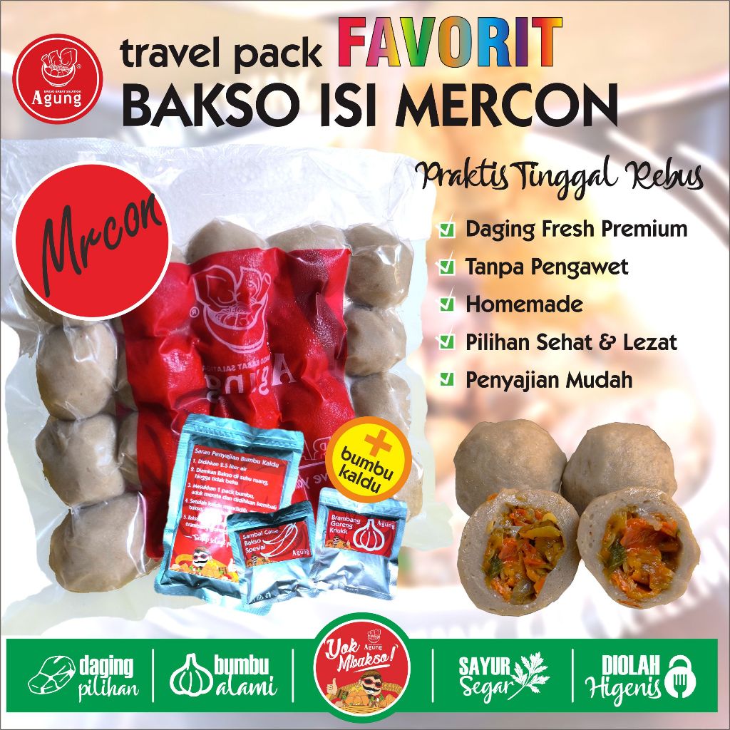 Jual Travel Pack Frozen Bakso Sapi Isi Mercon Favorit | Shopee Indonesia