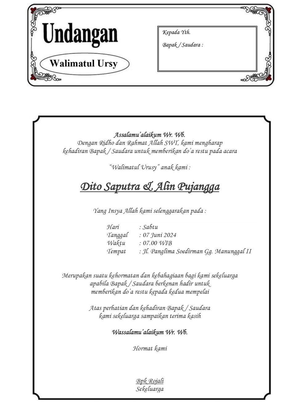 Jual Undangan Walimah, Undangan Walimatul Ursy, Undangan Pernikahan ...