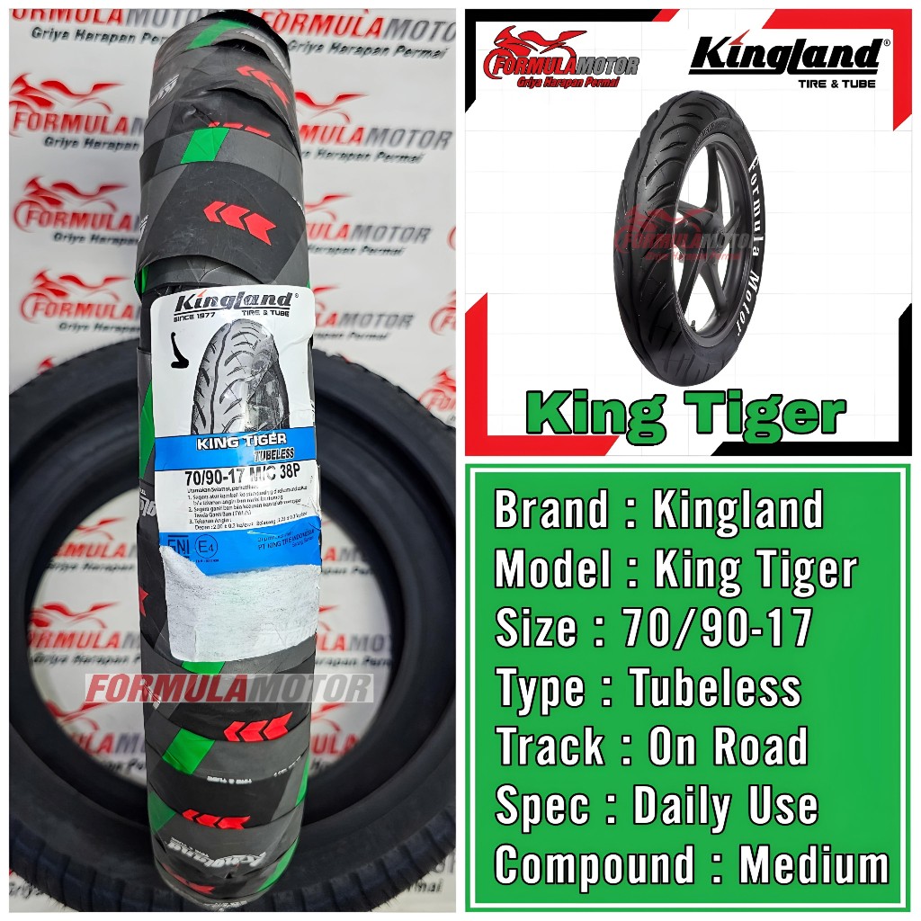 Jual 70/90-17 Kingland King Tiger Ring 17 Tubeless - Ban Depan Supra, Karisma, Revo, Vega ...
