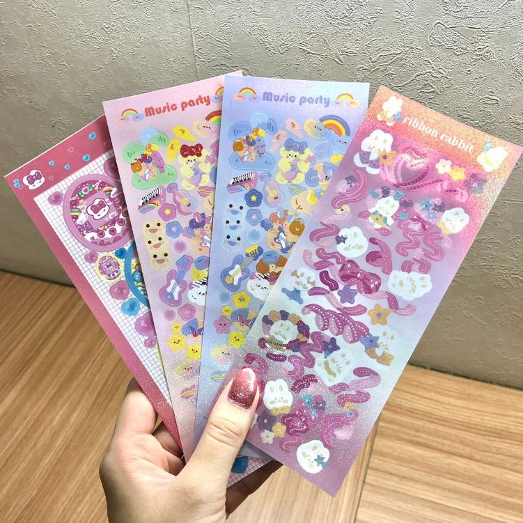 Jual Sticker lembar satuan Lucu Aesthetic Murah Hologram Glitter Grosir ...
