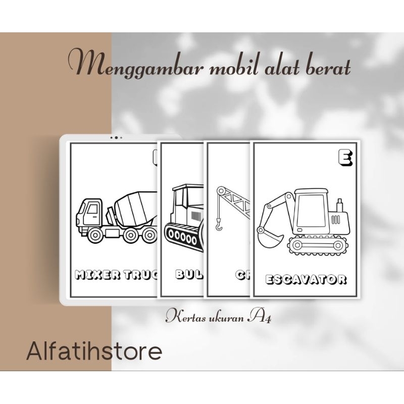 Jual kertas mewarnai anak tema mobil alat berat | Shopee Indonesia