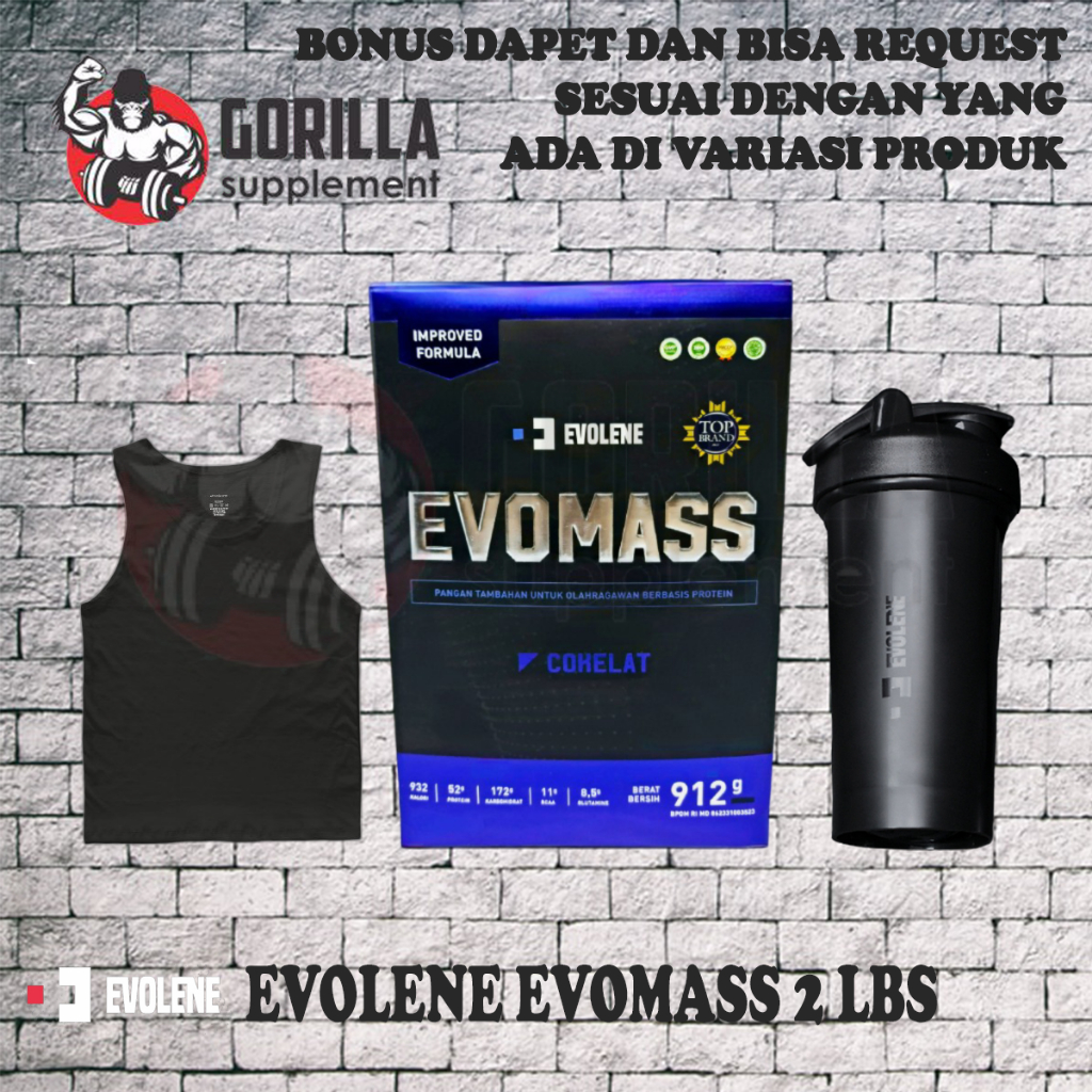 Jual EVOLENE EVOMASS 2lbs 912 Gram Mass Gainer Suplemen Fitness Bulking Penambah Berat Badan ...