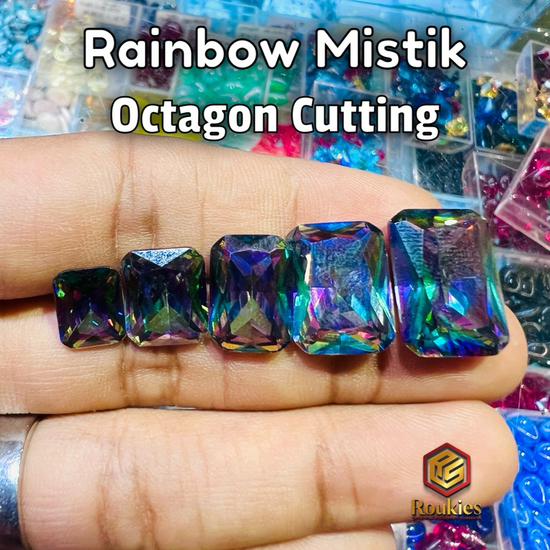 Jual [HANYA BATU] Batu Permata Rainbow Mistik Octagon Cutting | Shopee ...