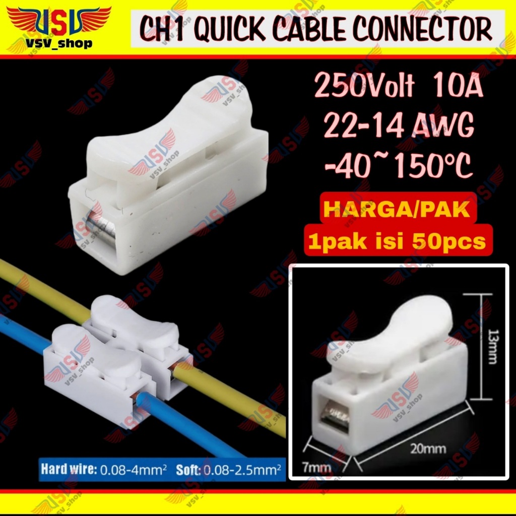 Jual Konektor Kabel 1pin Sambungan Kabel Listrik Spring Terminal Quick ...