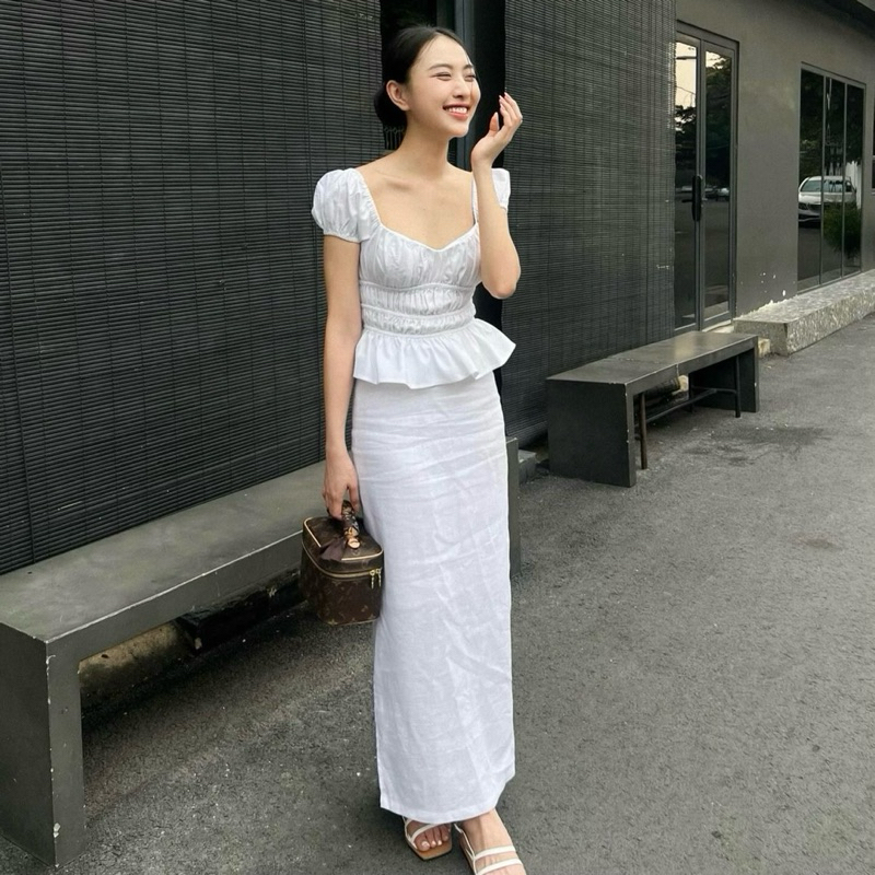 Jual Julie Top & Long Skirt | Atasan & Rok Linen | Shopee Indonesia