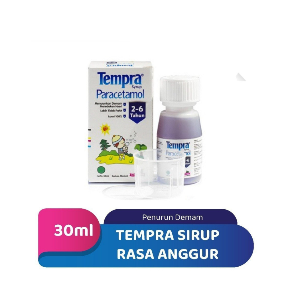 Jual Tempra Syrup Paracetamol Rasa Anggur untuk Penurun Demam Usia 2-6 ...
