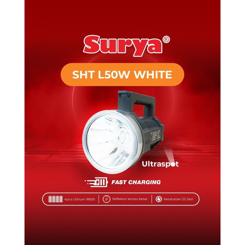 Jual SURYA Lampu Senter Besar SHT L50W White + LED Emergency ...