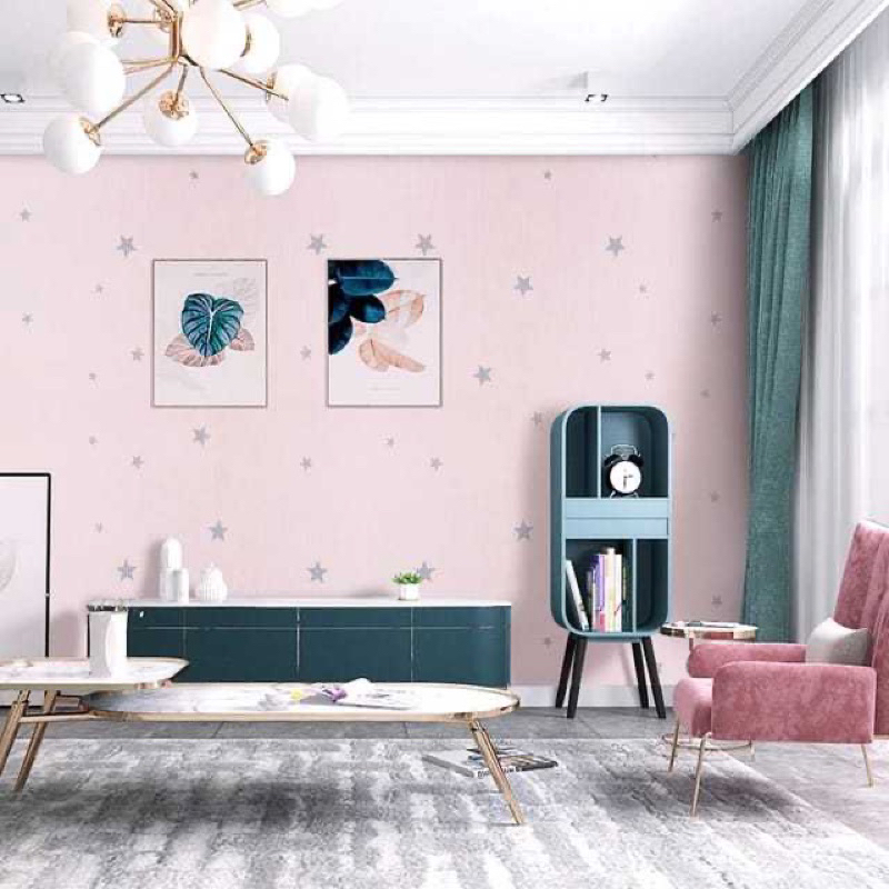 Jual Wallpaper Dinding Wallpaper Bintang Pink 8m Lebar 45cm | Shopee ...