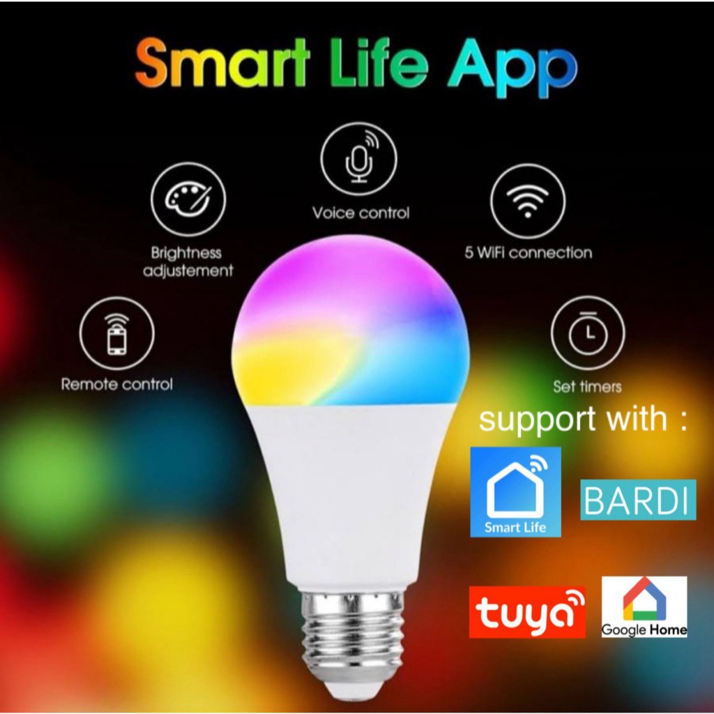 Jual RC Smart Bulb Wifi 9W RGB CW Lampu Pintar Smart Home Aplikasi ...