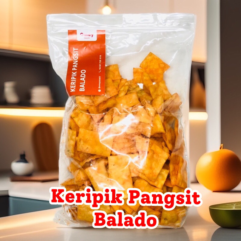 Jual KERIPIK PANGSIT BALADO OMAY SNACK VIRAL 1KG | Shopee Indonesia
