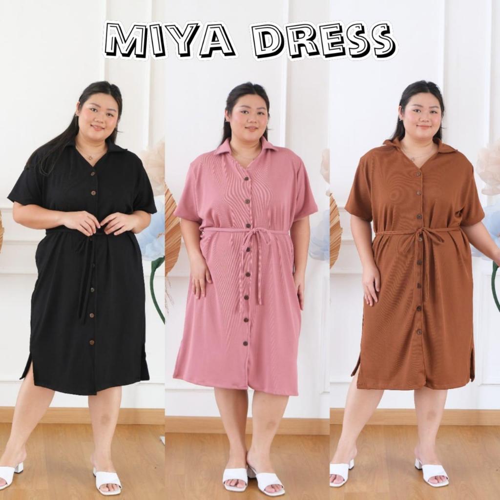 Jual JUMBO MIYA DRESS WANITA BIGSIZE MATERIAL SOFT KNITT STRETCH FIT TO ...