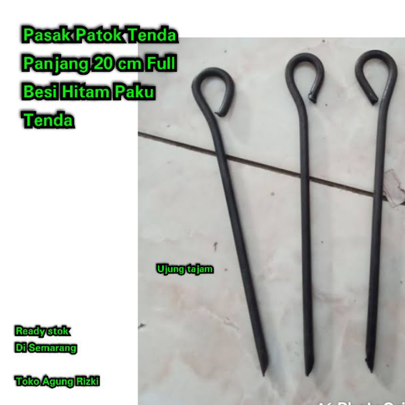 Jual Pasak Patok Tenda Panjang 20 cm Full Besi Hitam Paku Tenda Harga ...