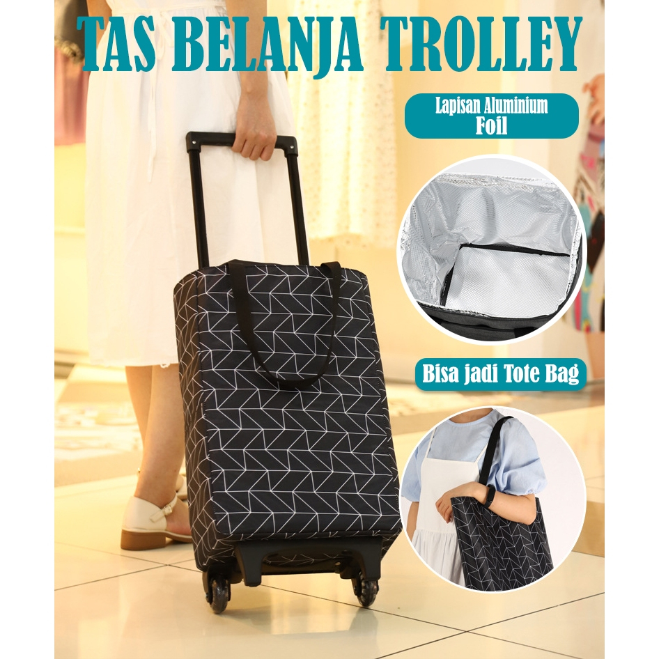 Jual Tas Belanja dengan Trolley dan Roda / Lapisan Cooler bag ...