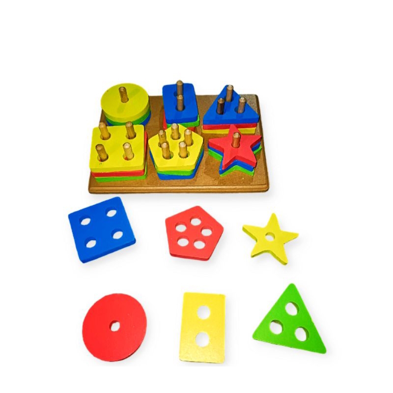 Jual Mainan Edukatif Anak / Menara Geometri 6 Bentuk / Mainan Susun ...