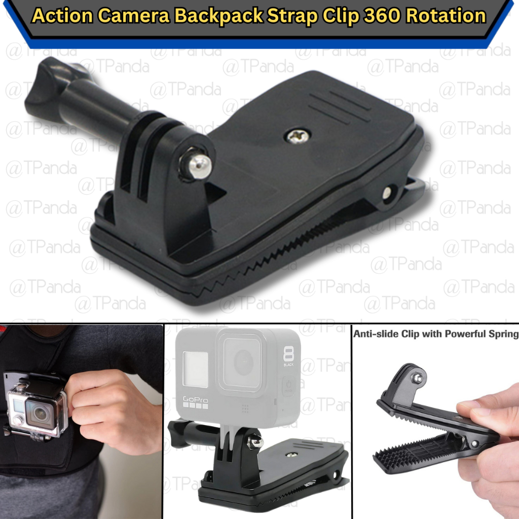Jual Backpack Strap Clip Action Camera 360 Rotation, Penjepit Clamp ...