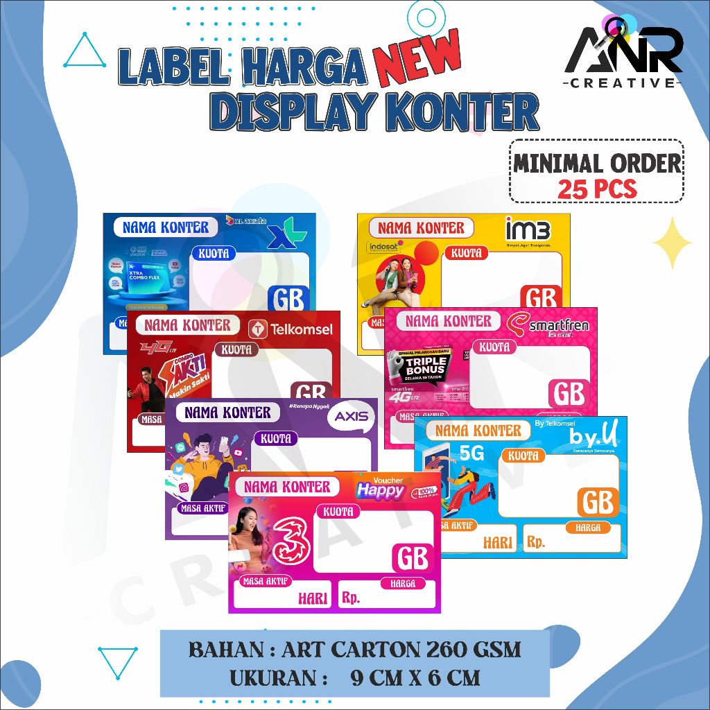 Jual Label Harga Voucher Konter / label Voucher baru/ Display Etalase ...