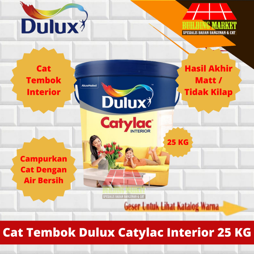 Jual CAT TEMBOK DULUX CATYLAC INTERIOR READY MIX 25 KG | Shopee Indonesia