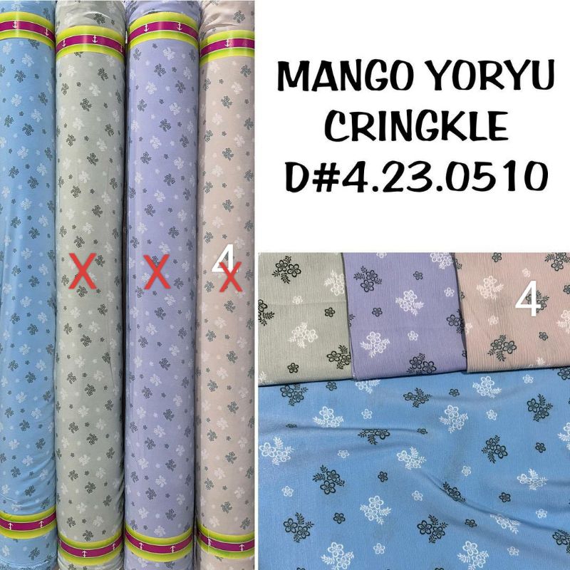 Jual Kain Yoryu Mango Crinkle / Crinkle Motif / Mango Crinkle / Mango ...