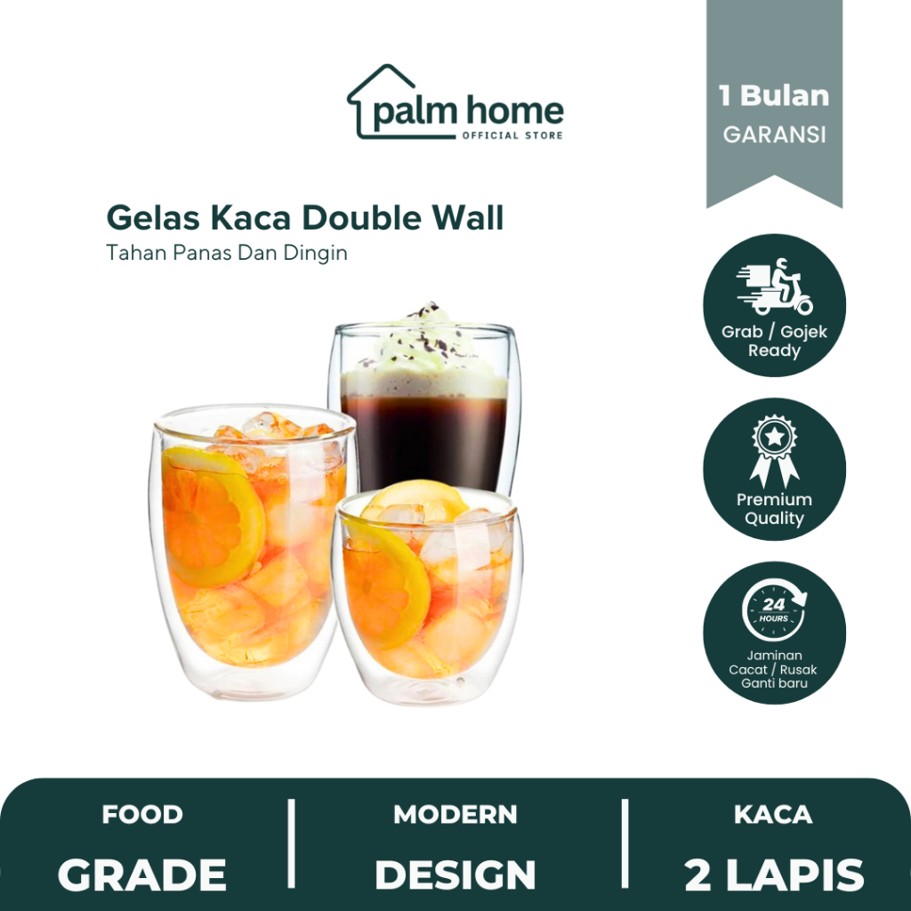 Jual [Free Box] Gelas Kaca Anti Panas double wall glass cangkir 250ml ...