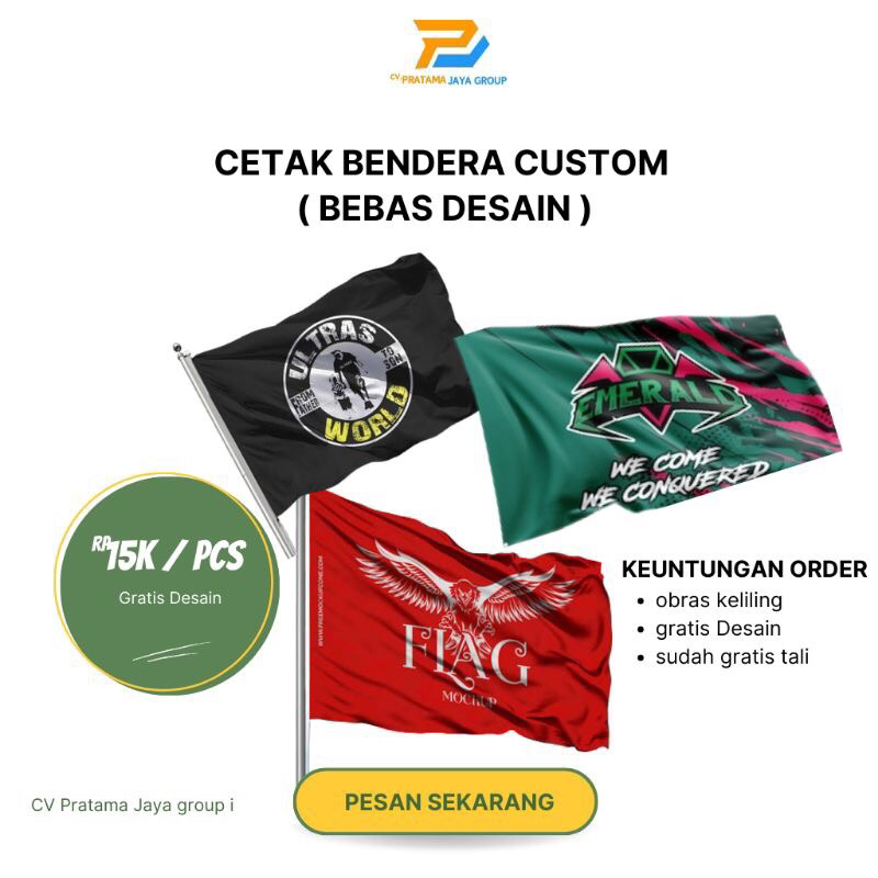 Jual CETAK BENDERA CUSTOM/FULL PRINT/BENDERA ORGANISAS/BENDERA ...