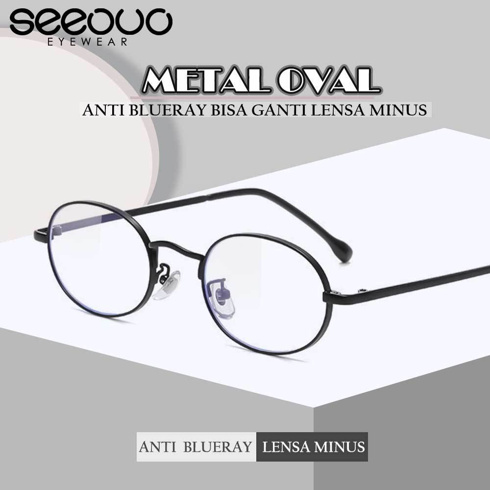 Jual Seeouo Kacamata Antiradiasi Blueray Model Oval Bahan Metal Ringan Fashion Pria Wanita Bisa ...