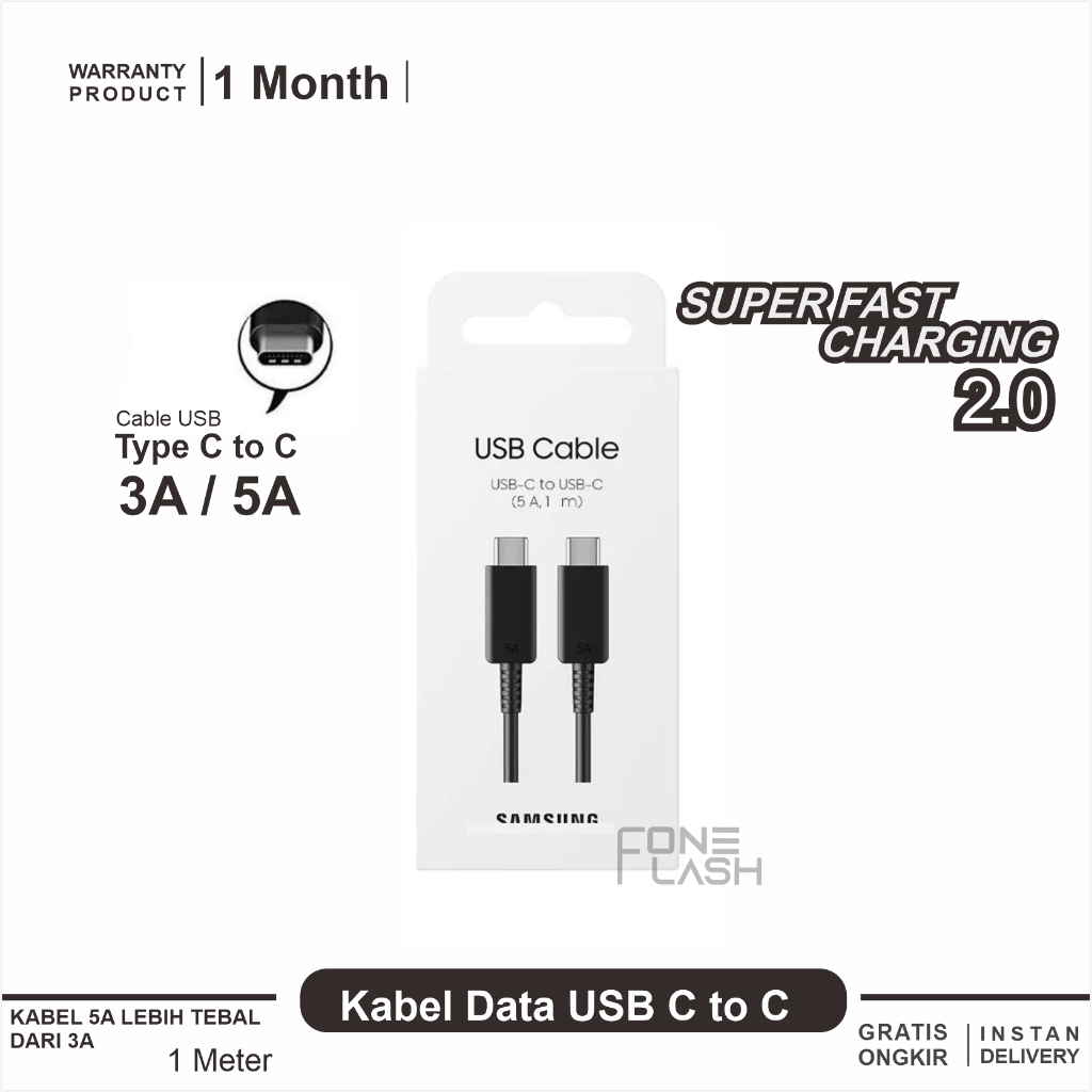 Jual Kabel data Samsung tipe c ke Usb type c original 100%/ Super fast ...