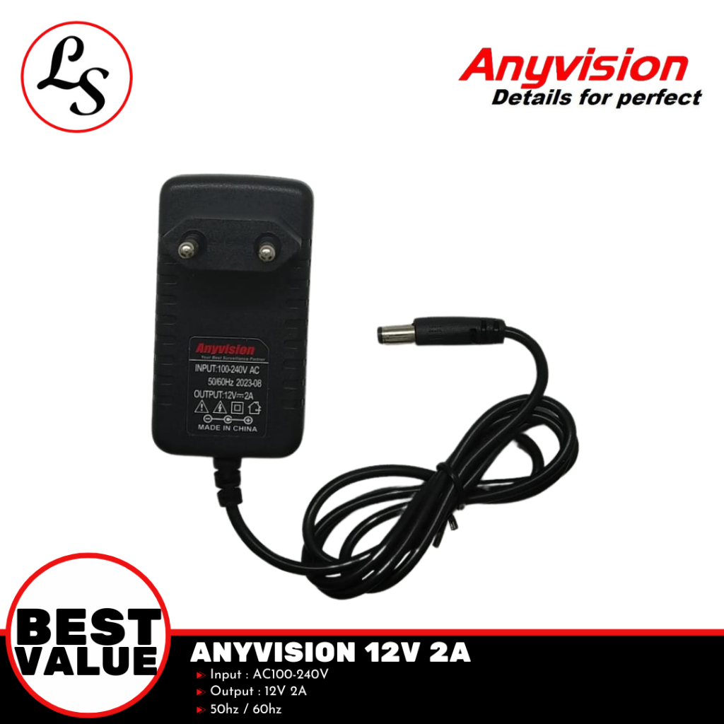Jual ANYVISION ADAPTOR 12 Volt 2 Ampere / 12V 2A DVR CCTV | Shopee ...