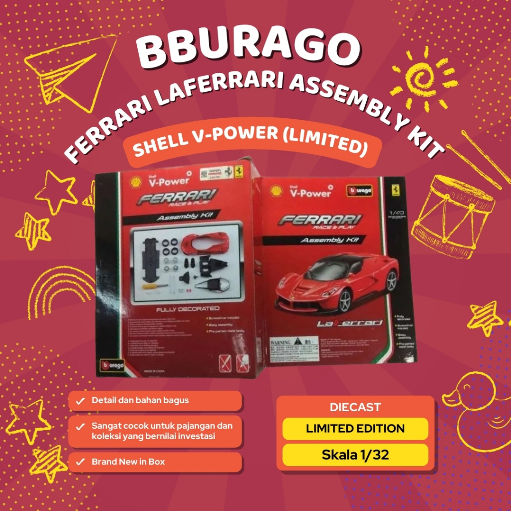Jual Bburago Shell Classic Collection Ferrari LaFerrari Assembly Kit ...
