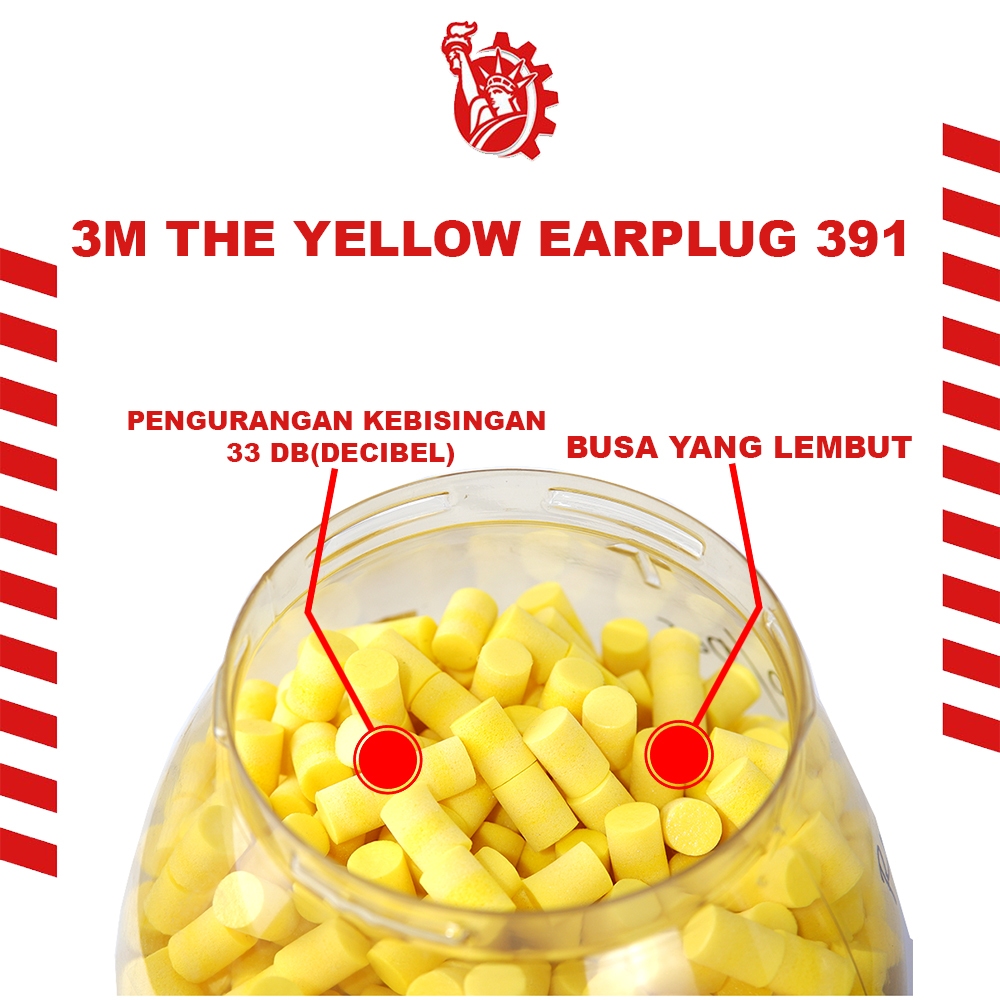 Jual Ear Plug 3M The Yellow 391-1001 Pelindung Telinga Peredam ...