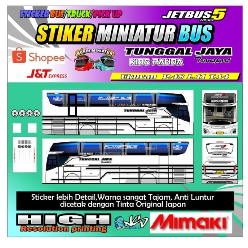 Jual stiker miniatur bus tunggal jaya JB5 kids panda | Shopee Indonesia