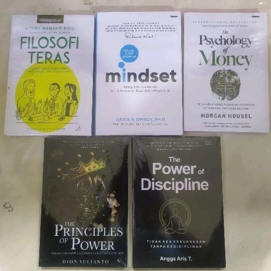 Jual paket 5 buku filosofi teras mindset the psychology of money the principles of power the ...