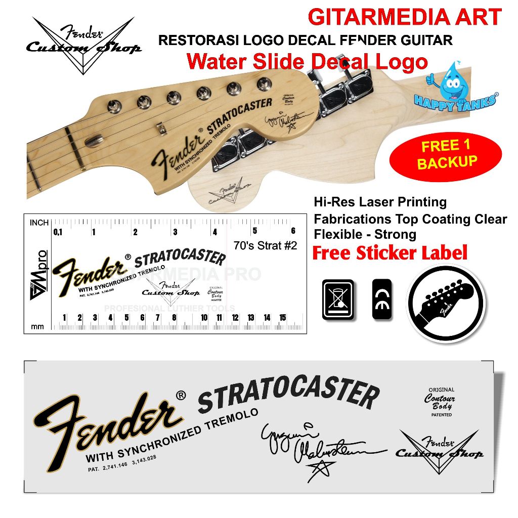 Jual WATER SLIDE DECAL FENDER STRATOCASTER YNGWIE MALMSTEEN SIGNATURE ...